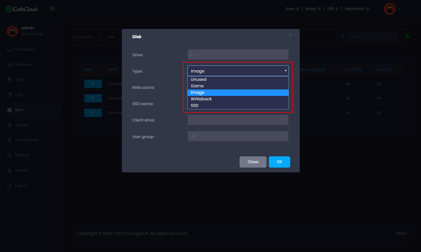 CCBoot Cloud wiki - Disk management