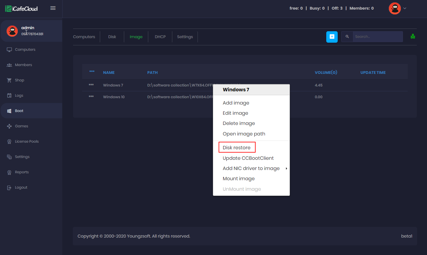 CCBoot Cloud wiki - Restore point management