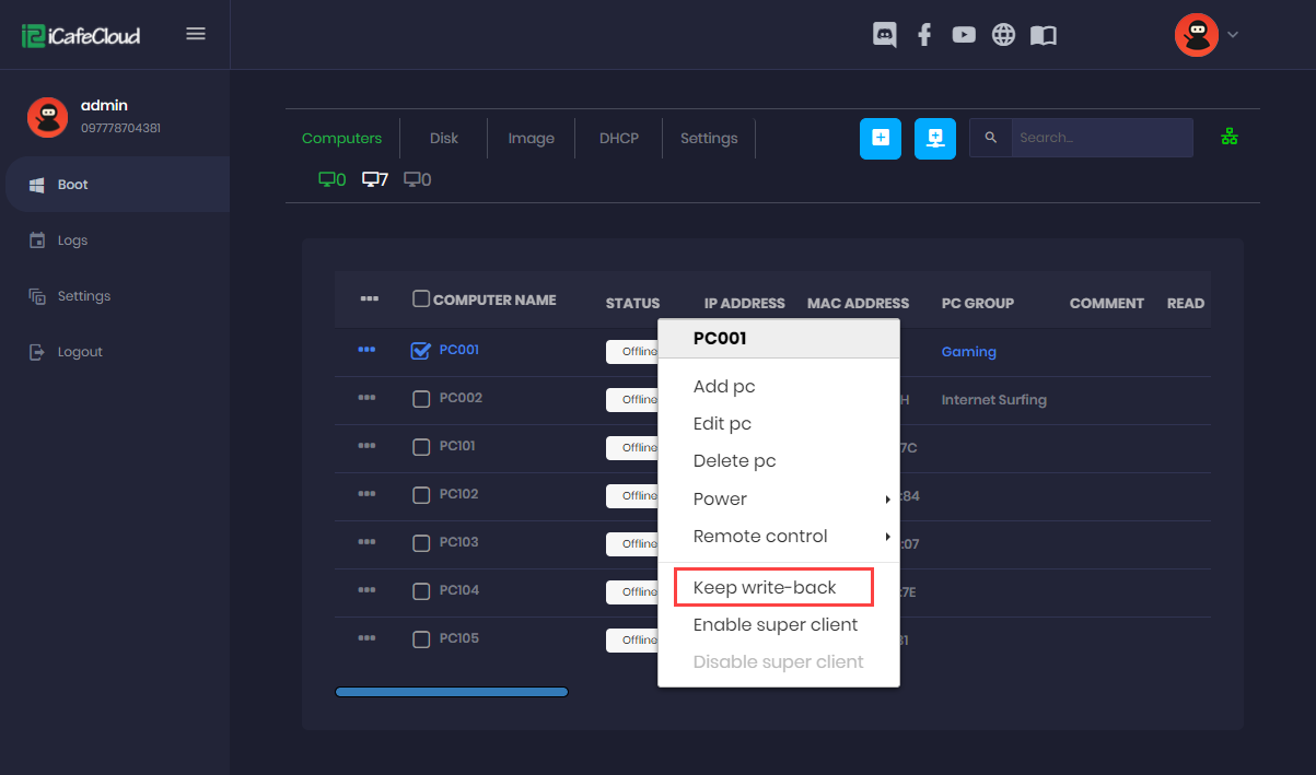 CCBoot Cloud wiki - Keep writeback function