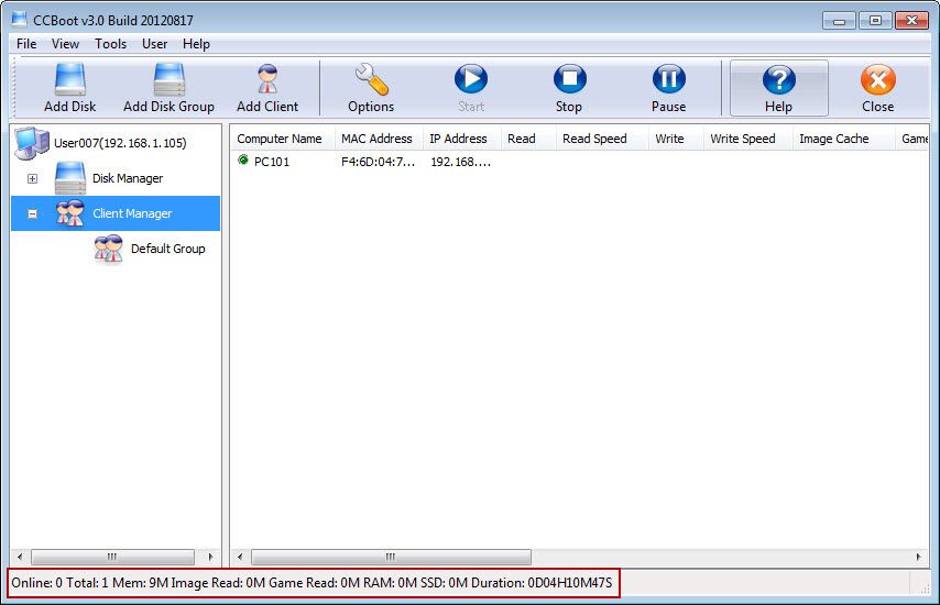 Introduction about the Status Bar of CCBoot Server - CCBoot v3.0 ...