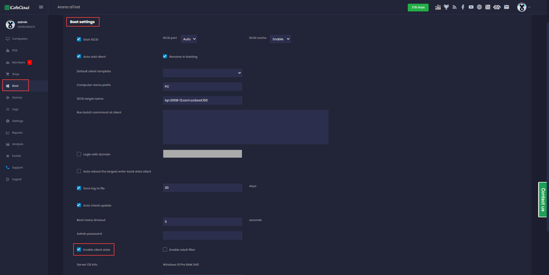 CCBoot Cloud wiki - Enable client stats