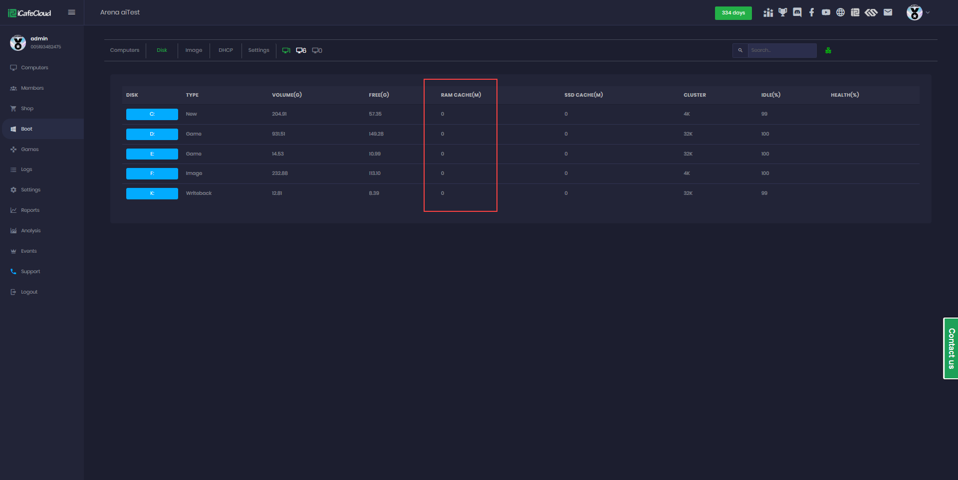 CCBoot Cloud wiki - Disk management