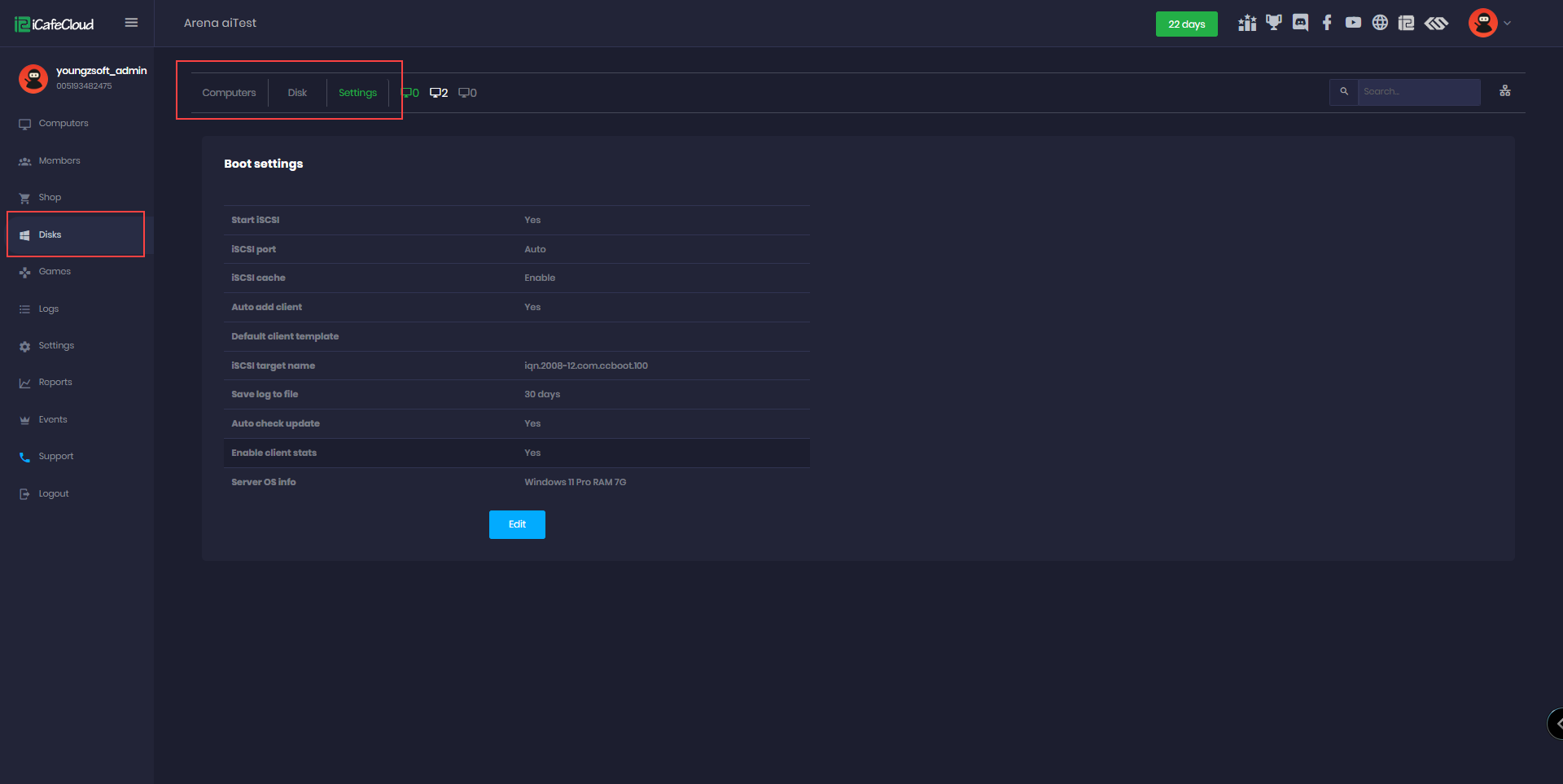 CCBoot Cloud wiki - ISCSI Cache settings