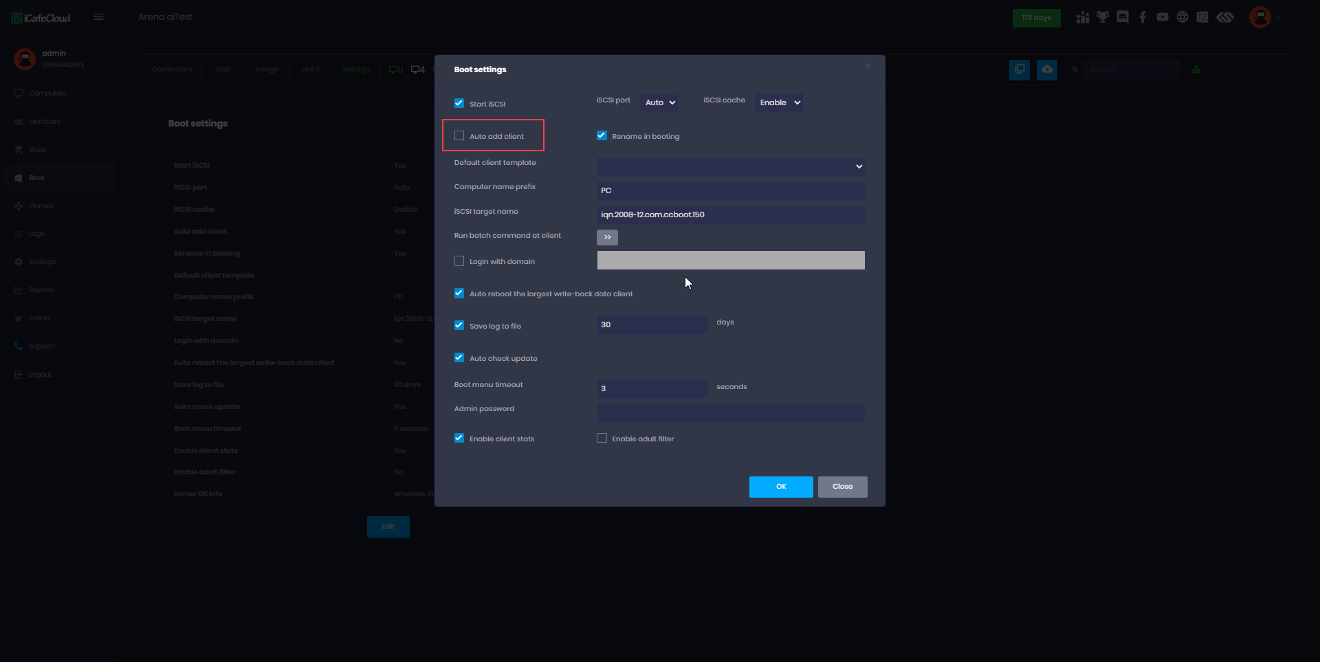 CCBoot Cloud wiki - ISCSI Cache settings